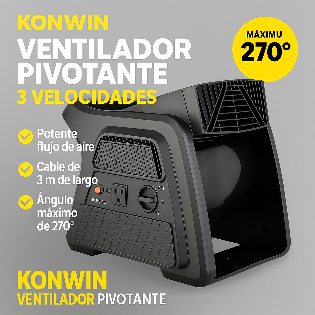 Konwin Ventilador Pivotante 3 Velocidades – Que Bonito Lo Barato